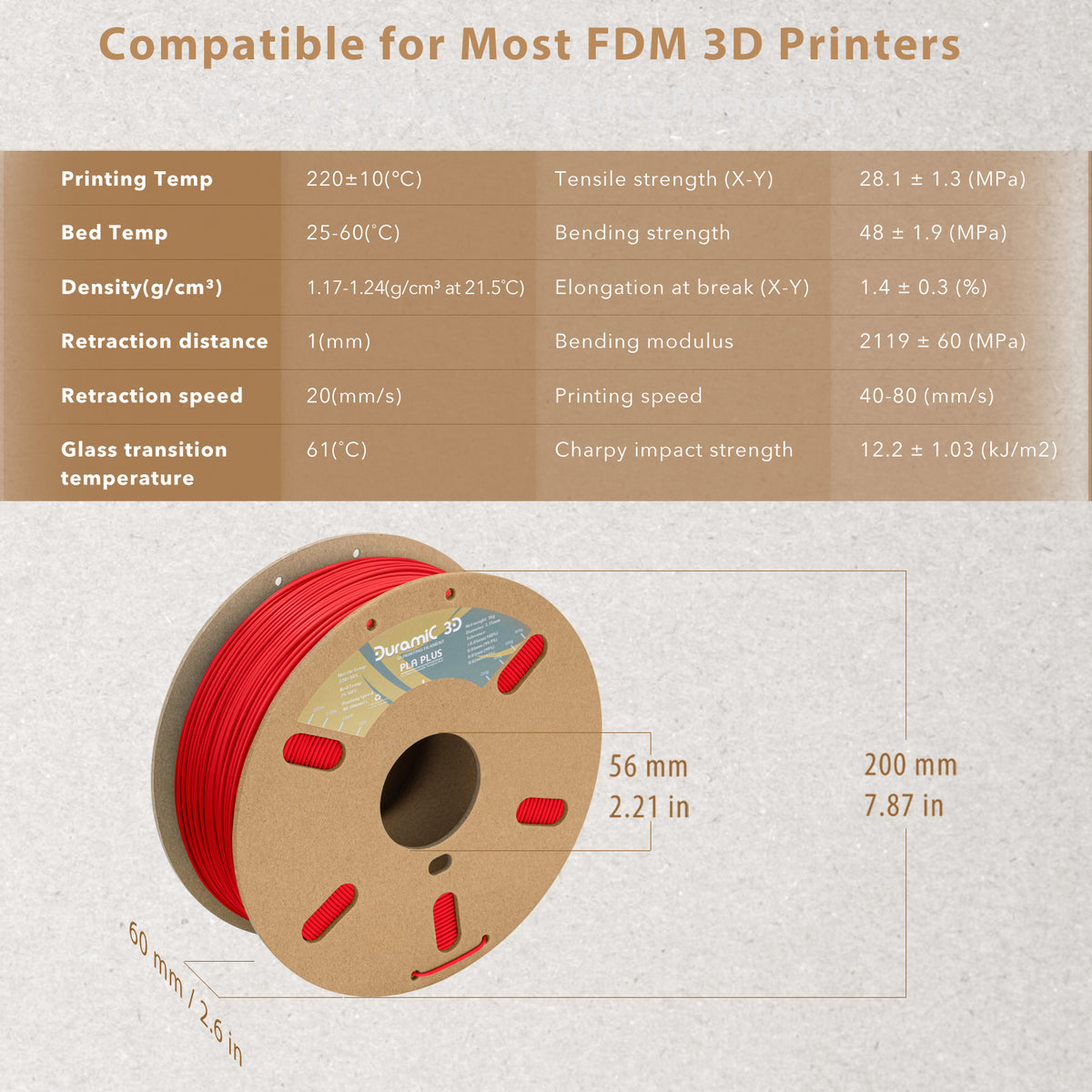 DURAMIC 3D PLA Plus Filament 1.75mm 2 Pack, 1.75 PLA Pro 3D Printer Fi ...